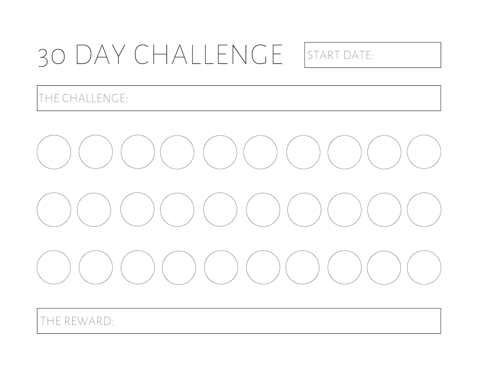 30 DAY CHALLENGE, PRINTABLE, Goal Setting, Progress Tracker, Habit ...