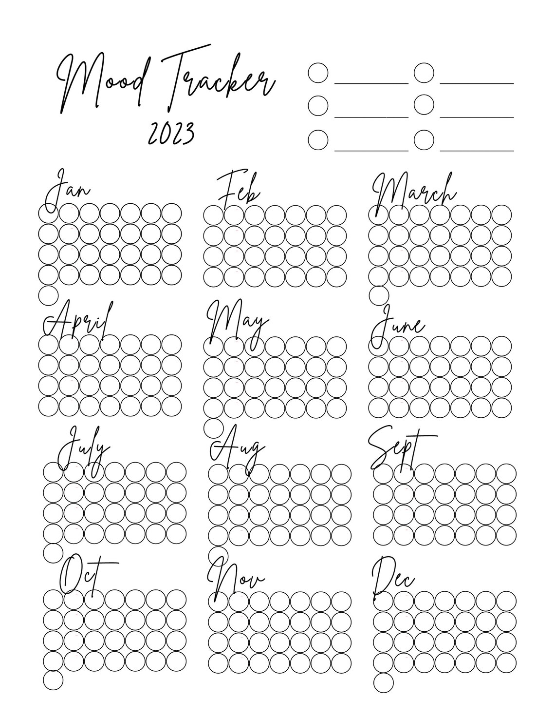 MOOD TRACKER PRINTABLE, Customize, Mood Calendar, Kids, Yearly Calendar ...