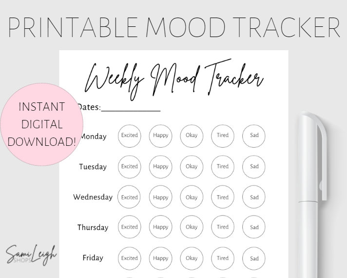MOOD TRACKER PRINTABLE, Customize, Mood Calendar, Kids, Yearly Calendar ...