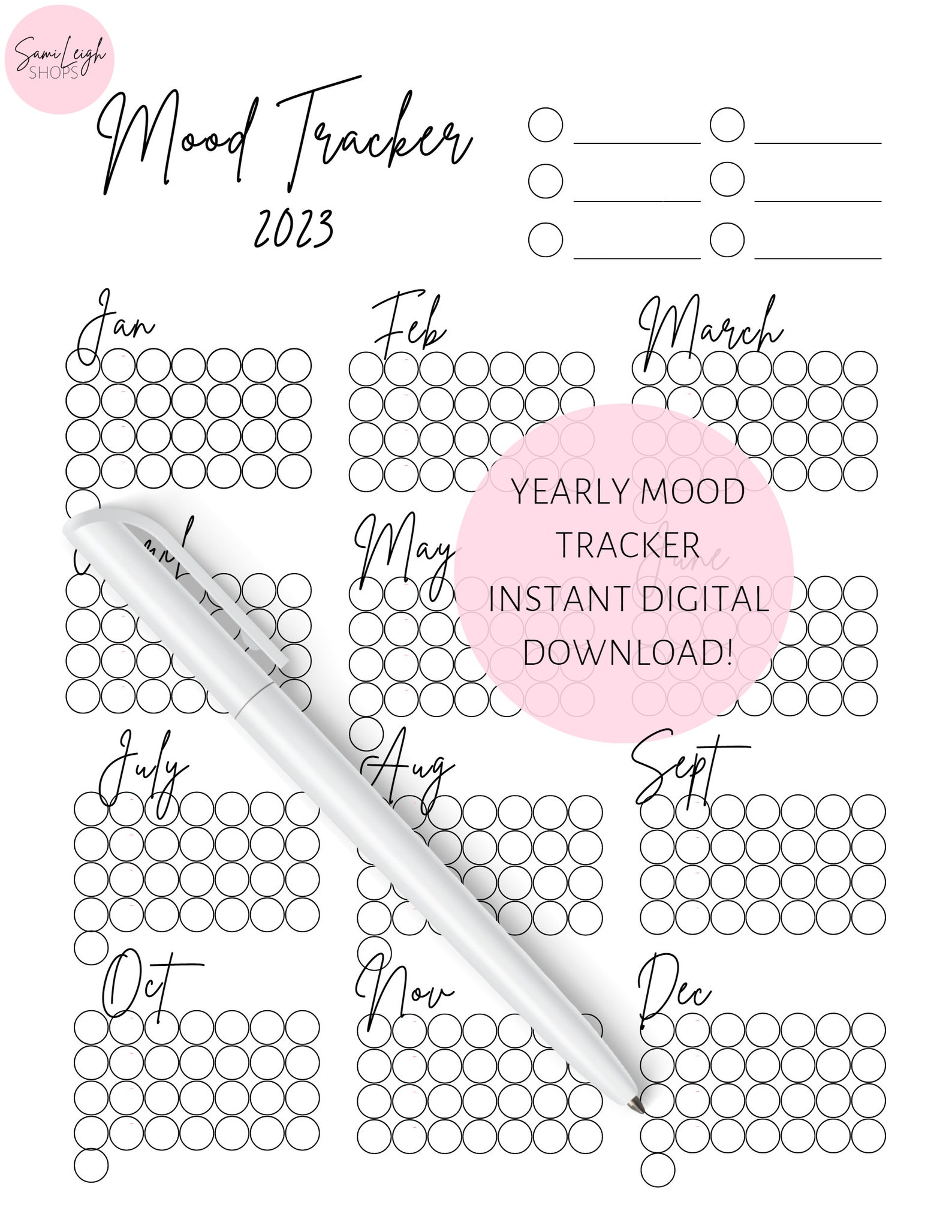 MOOD TRACKER PRINTABLE, Customize, Mood Calendar, Kids, Yearly Calendar ...