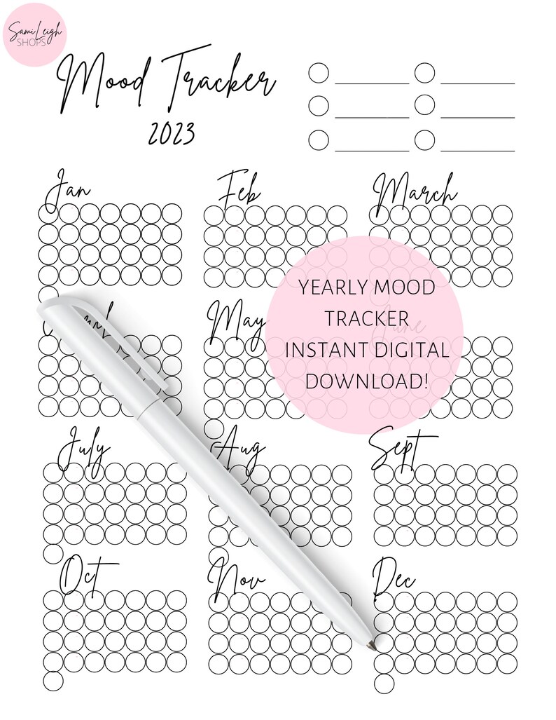 MOOD TRACKER PRINTABLE, Customize, Mood Calendar, Kids, Yearly Calendar ...