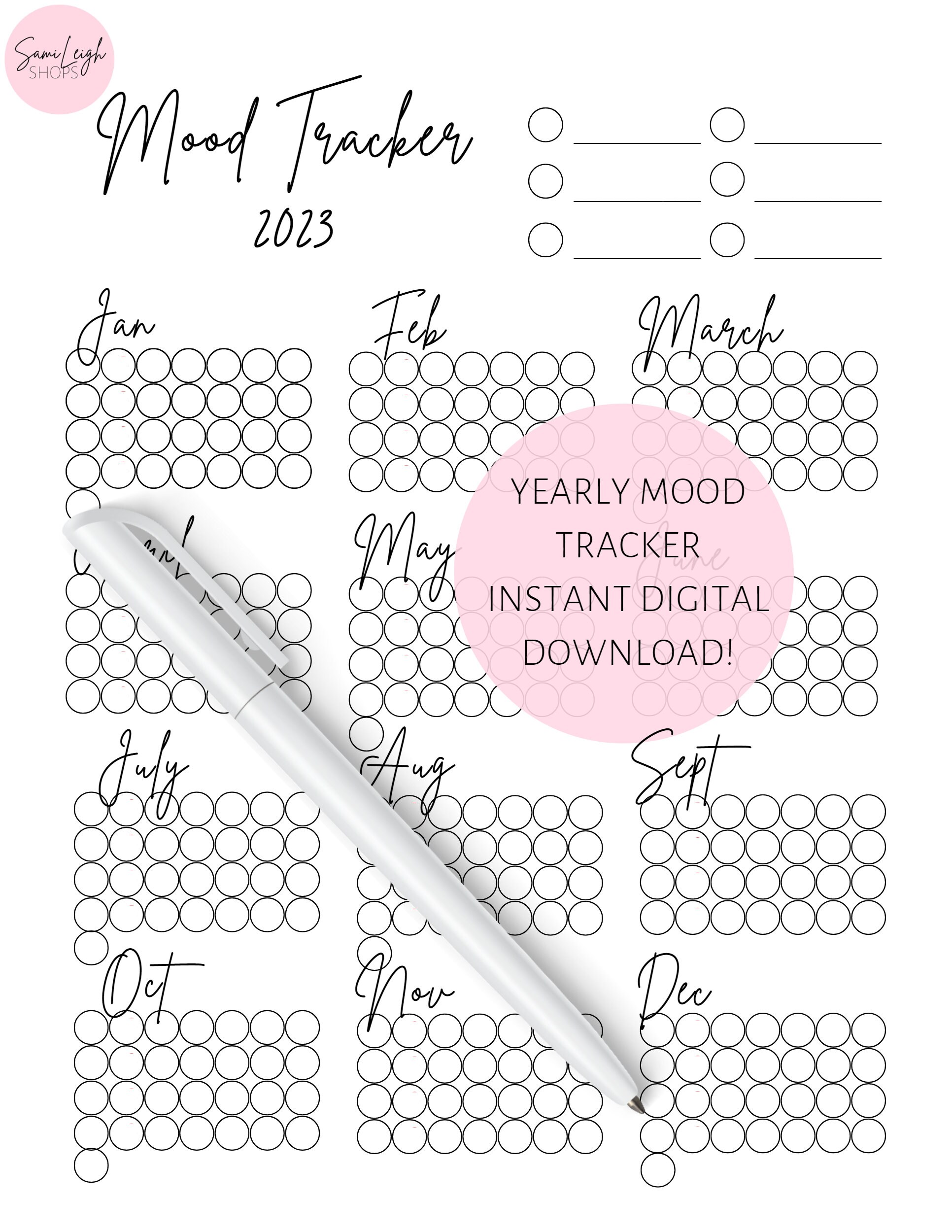 MOOD TRACKER PRINTABLE, Customize, Mood Calendar, Kids, Yearly Calendar ...
