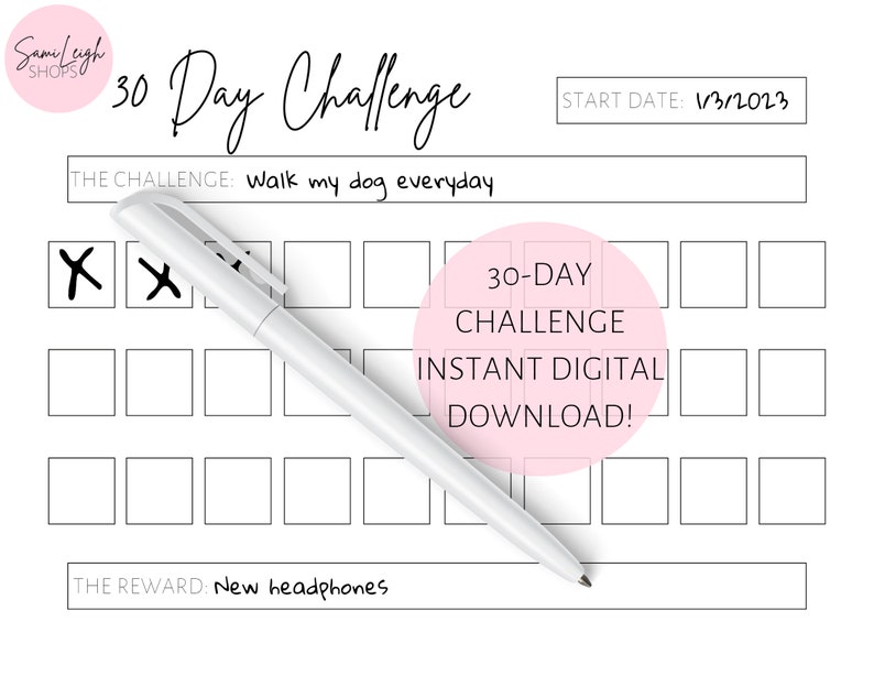 30 DAY CHALLENGE, PRINTABLE, Goal Setting, Progress Tracker, Habit ...