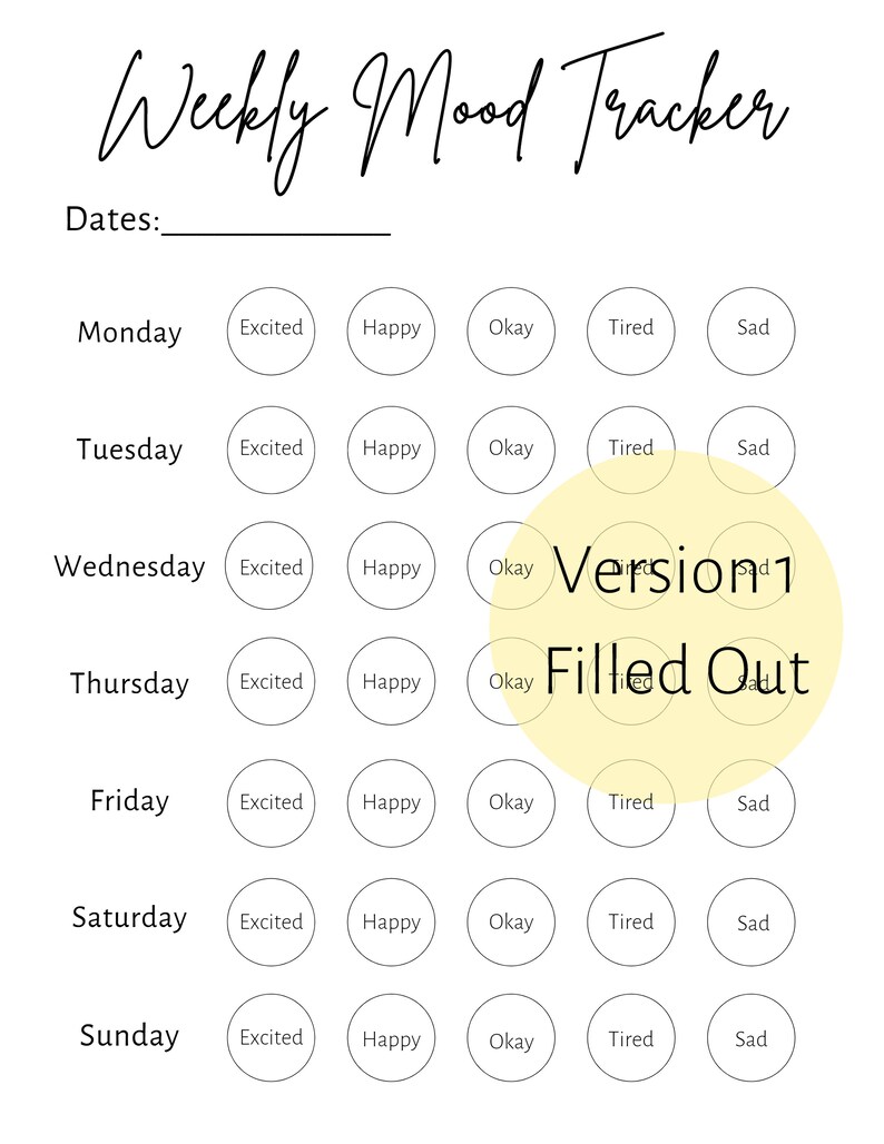 MOOD TRACKER PRINTABLE, Customize, Mood Calendar, Kids, Yearly Calendar ...