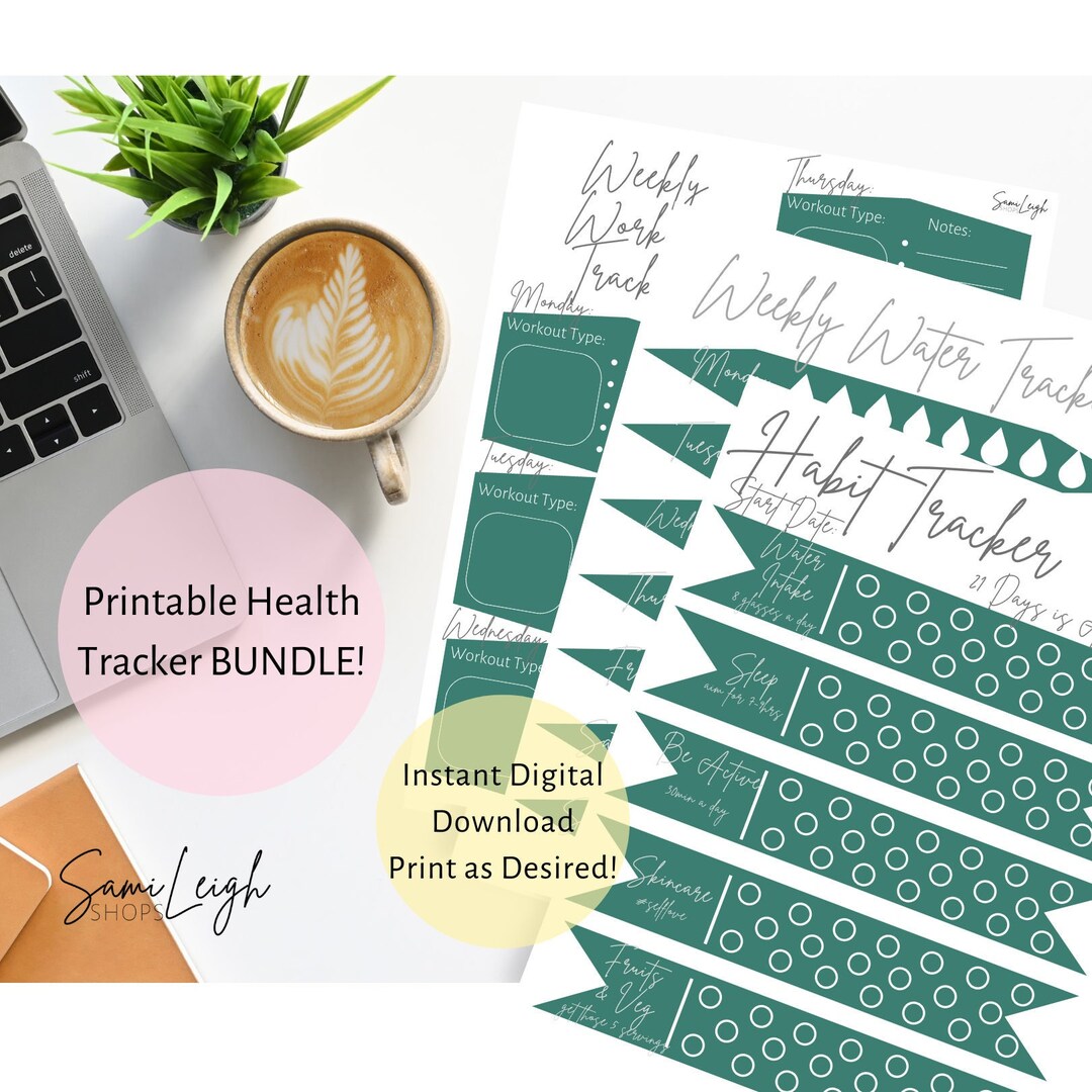 PRINTABLE FITNESS BUNDLE, Downloadable, Fitness Journal, Habit Tracker ...