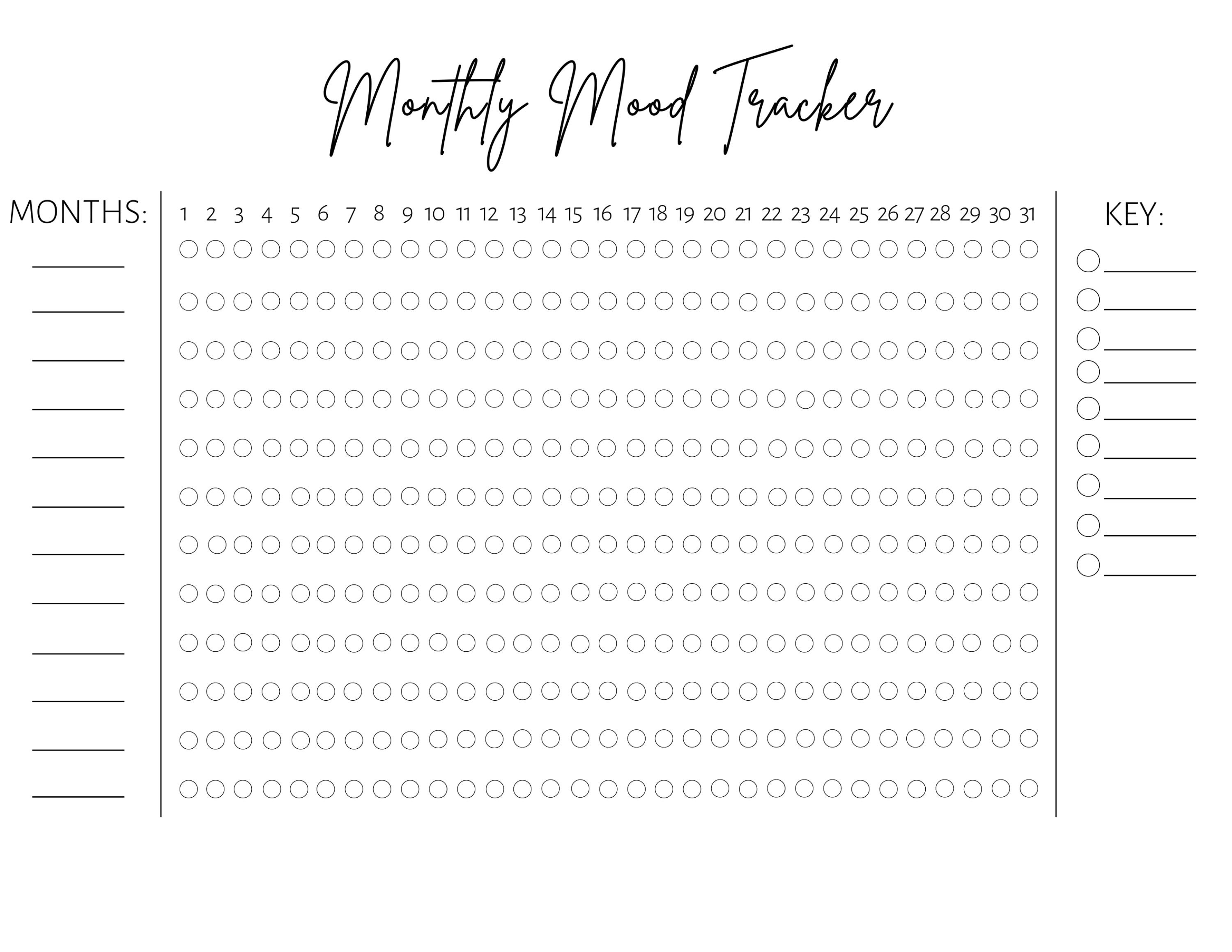 MOOD TRACKER PRINTABLE, Customize, Mood Calendar, Kids, Yearly Calendar ...