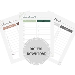 Minimal Checklist to Do List Digital Template | for Ipad, Printable ...