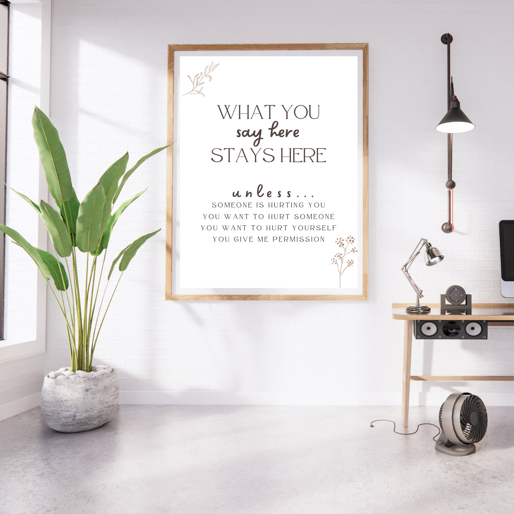 Minimal Confidentiality Sign Poster | What You Say Here Stays Here ...