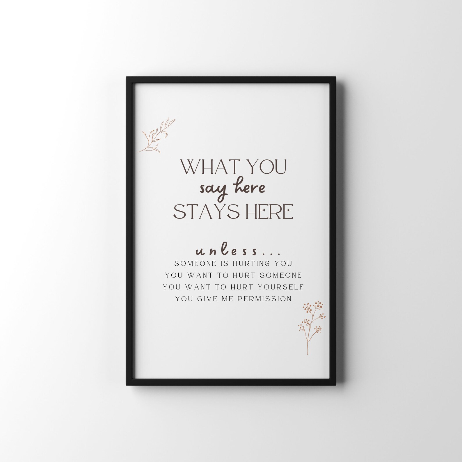 Minimal Confidentiality Sign Poster | What You Say Here Stays Here ...