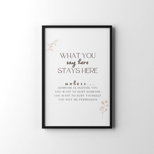 Minimal Confidentiality Sign Poster What You Say Here Stays - Etsy