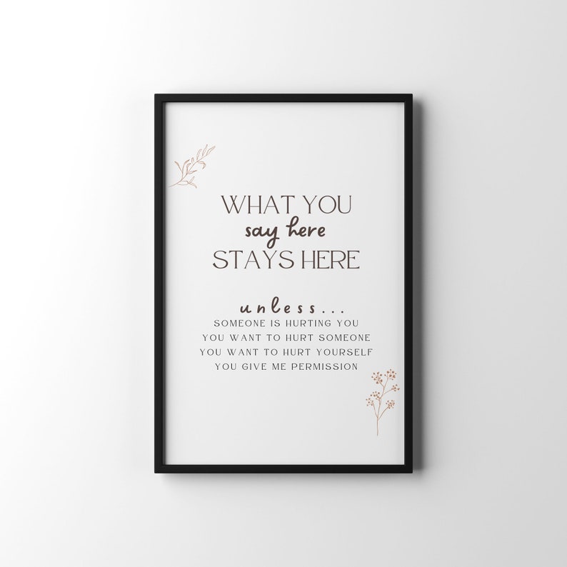 Minimal Confidentiality Sign Poster | What You Say Here Stays Here ...