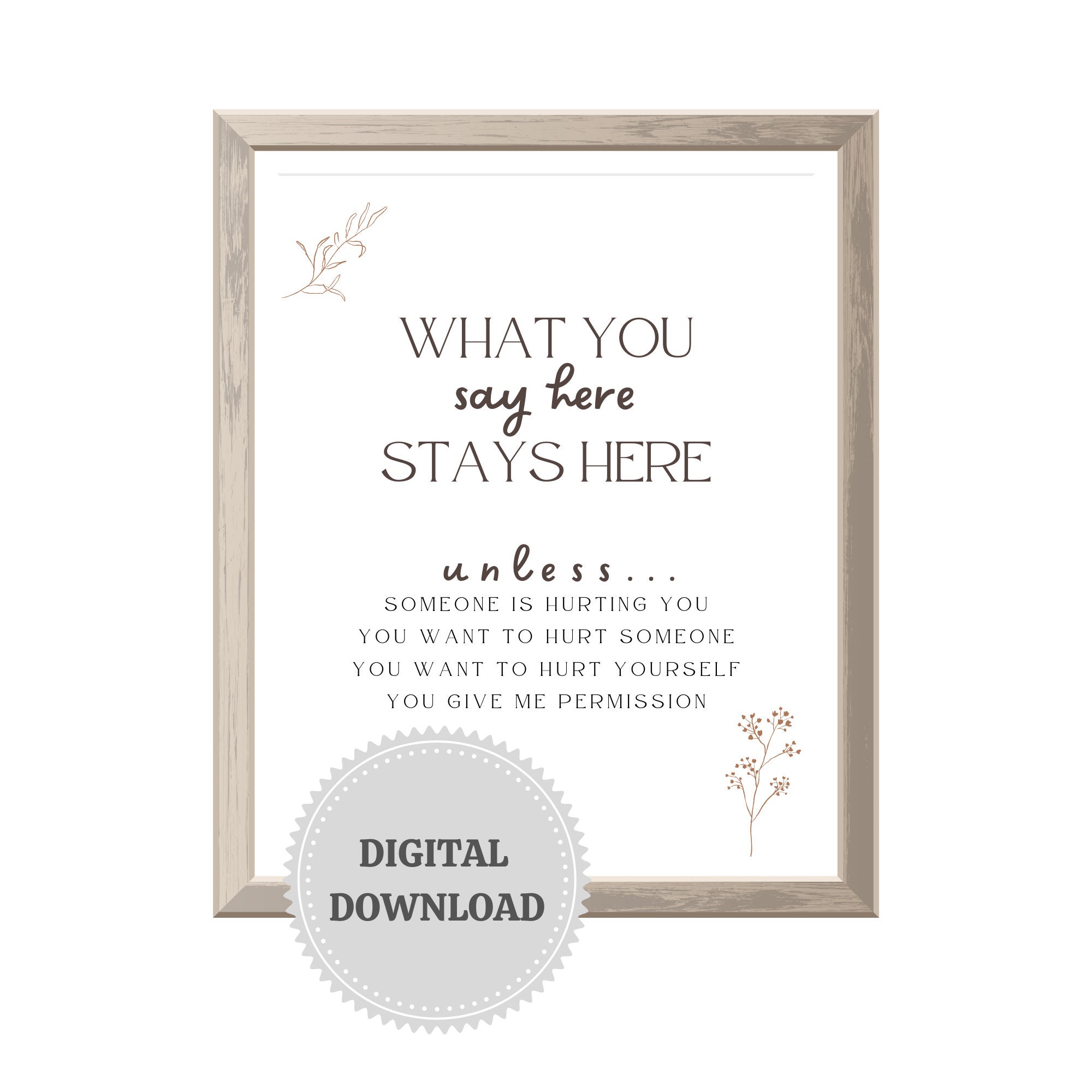 Minimal Confidentiality Sign Poster | What You Say Here Stays Here ...