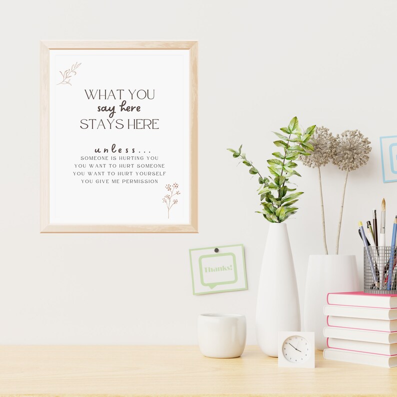 Minimal Confidentiality Sign Poster | What You Say Here Stays Here ...