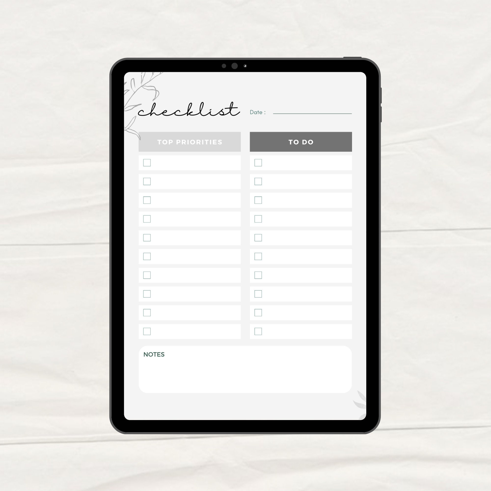 Minimal Checklist to Do List Digital Template | for Ipad, Printable ...
