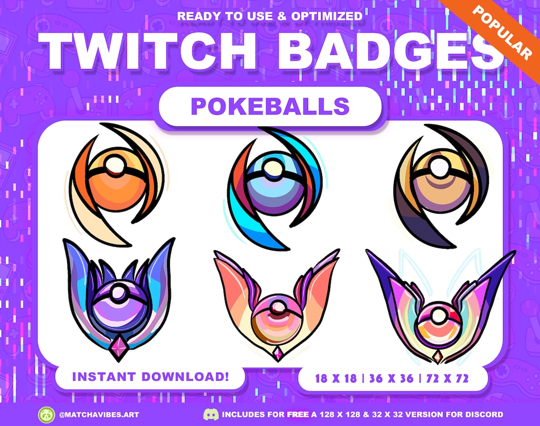 Twitch Sub Badges / Bit Badges / Pokemon Unite / Pokeball / Cute ...