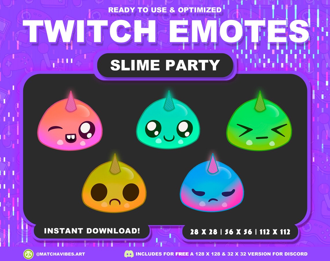 Twitch Emotes / Discord Emotes / Slime Party Collection / Cute / Kawaii ...