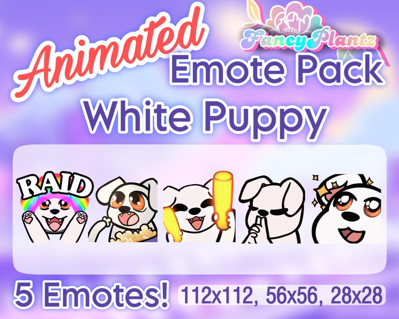 5 White Puppy Animated Twitch Emotes Pack, Twitch Sub Emotes, Discord ...