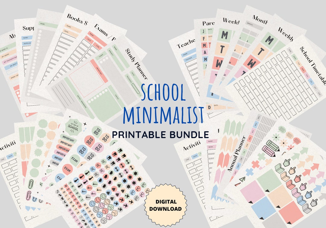 Back to School Printable Bundle Wall Art Prints Todo List Study Planner ...