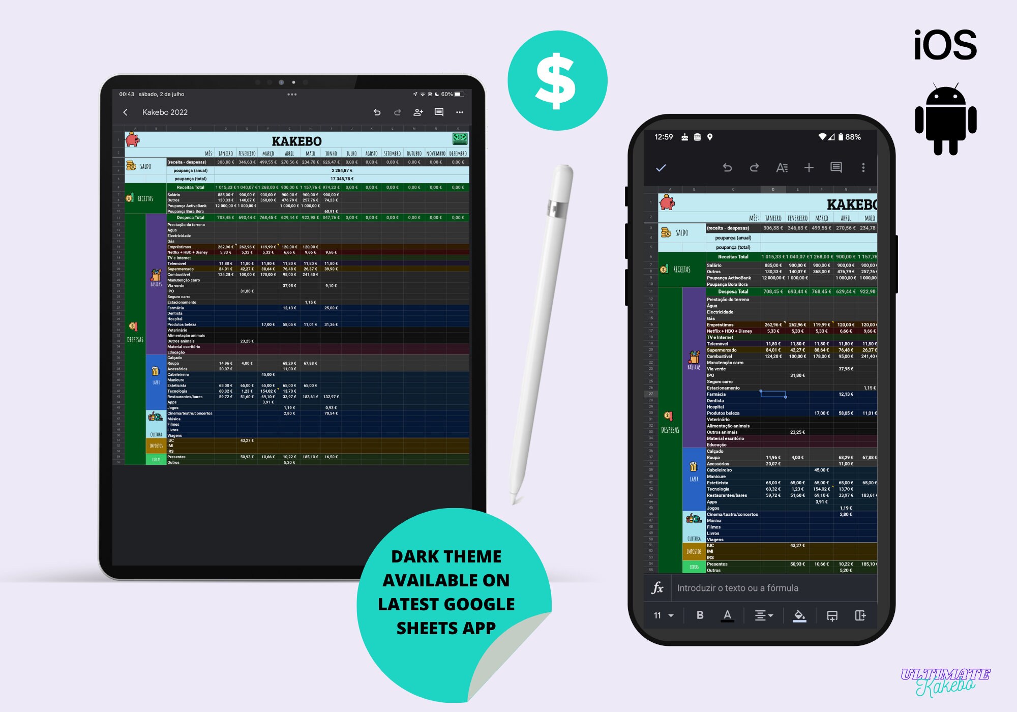 Kakeibo Budget Spreadsheet for Google Sheets Digital Budget Planner ...