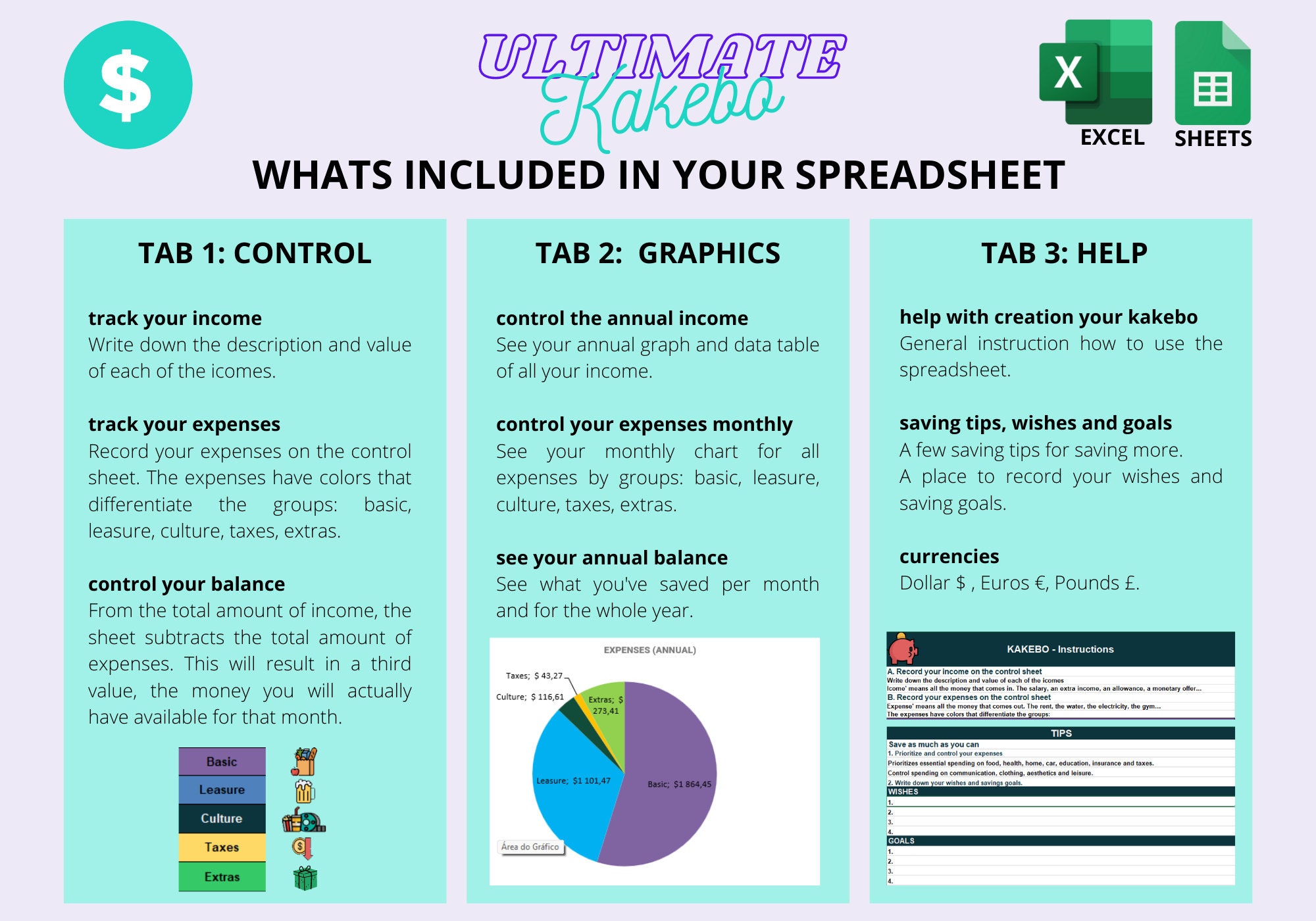 Kakeibo Budget Spreadsheet for Google Sheets Digital Budget Planner ...