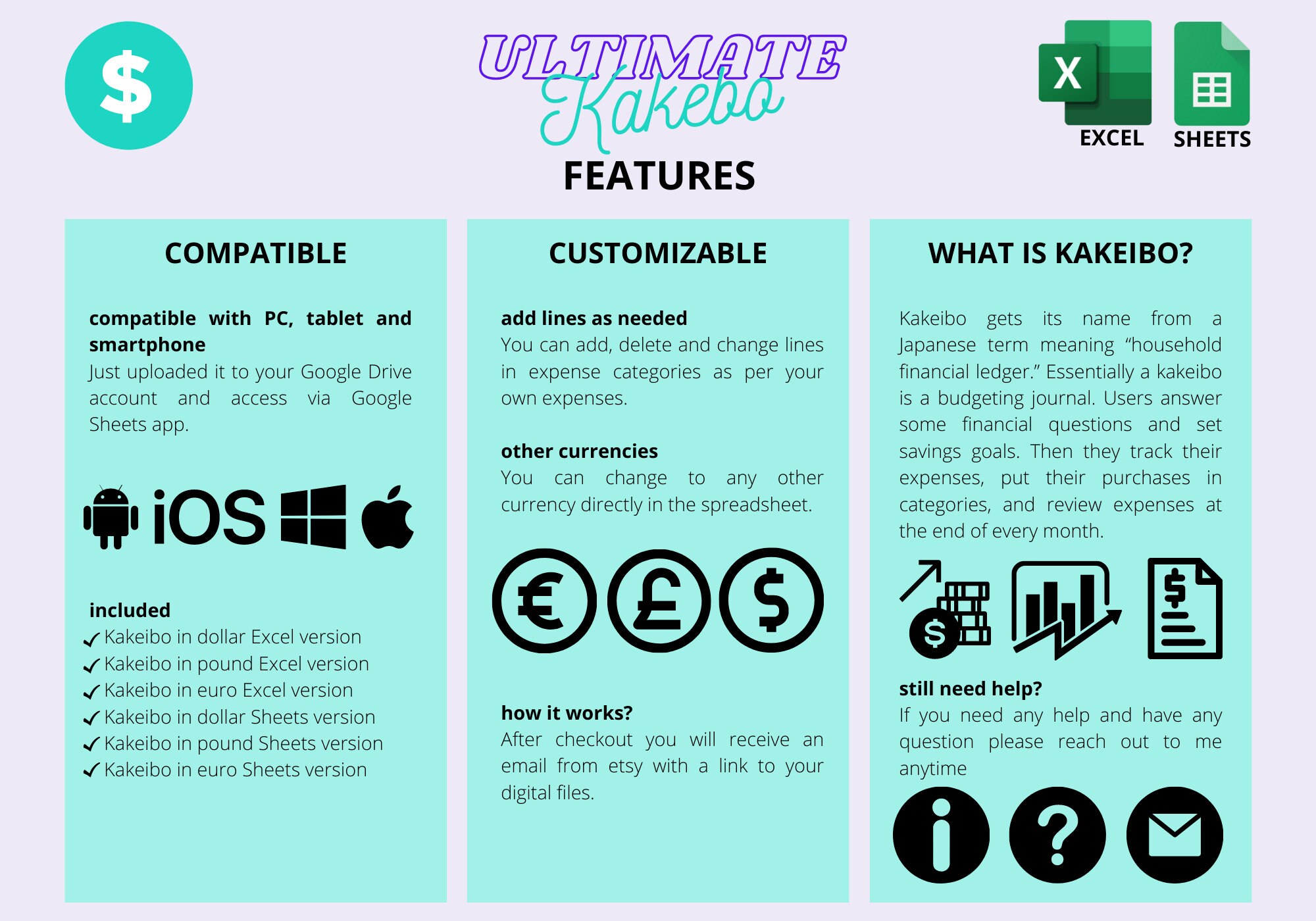 Kakeibo Budget Spreadsheet for Google Sheets Digital Budget Planner ...