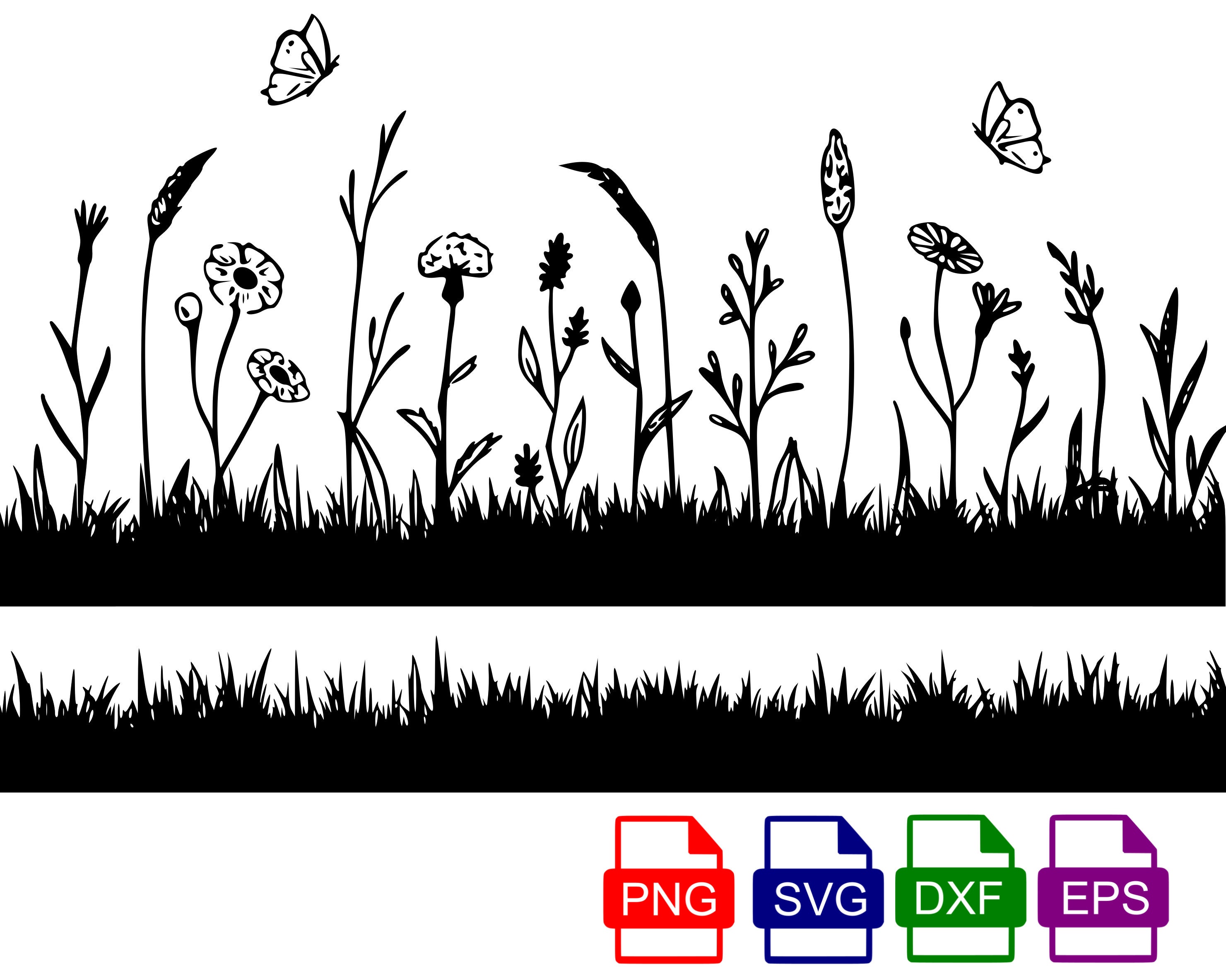 Grass Borders SVG PNG DXF Digital Cut File Commercial - Etsy