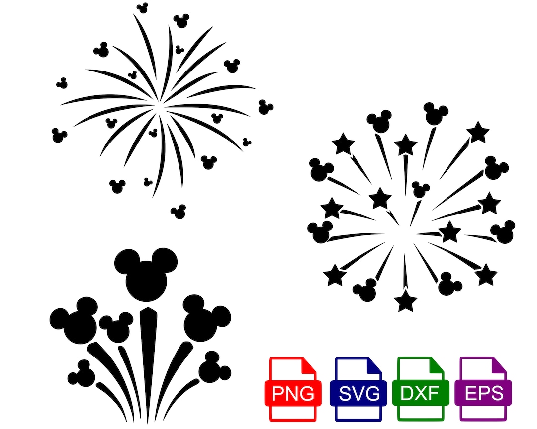 Mickey Mouse Head Fireworks SVG, fuegos artificiales SVG y PNG ...