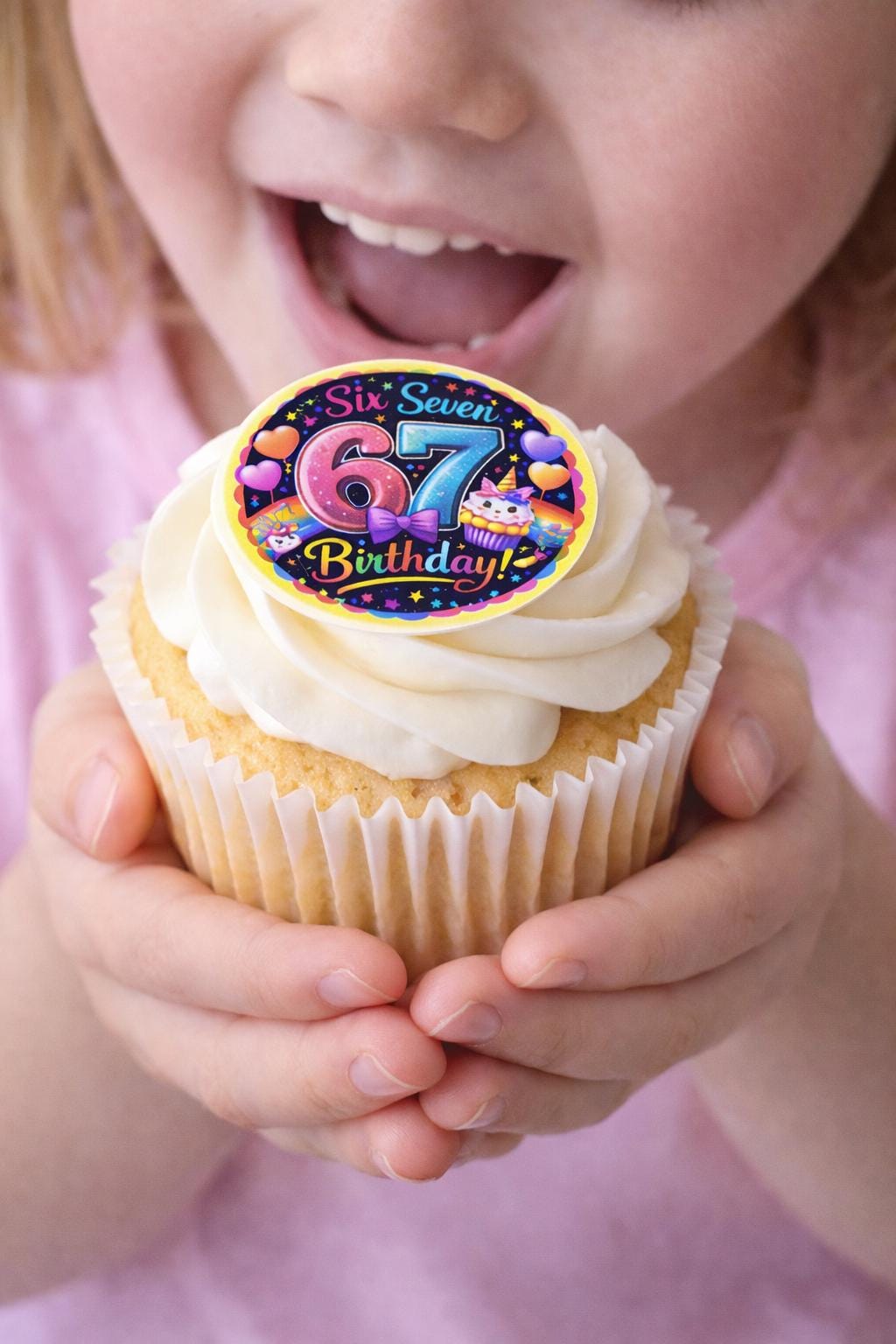 24 Edible Six Seven Cupcake Toppers DIY Girls 6 7 Birthday Party ...