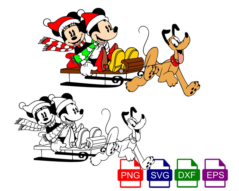 Layered Mickey and Minnie Sleigh SVG, Mickeys Very Merry Christmas Svg ...