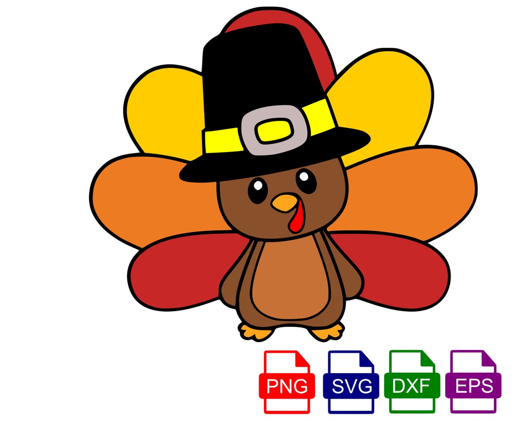 Turkey Svg, Thanksgiving Svg, Dxf, Eps, Png, Fall Cut File, Cute Turkey ...