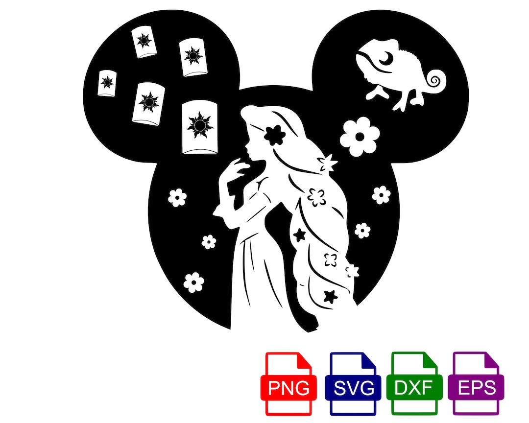 Tangled Mickey SVG and PNG Clipart, Tangled Svg, Rapunzel Svg, Mickey ...