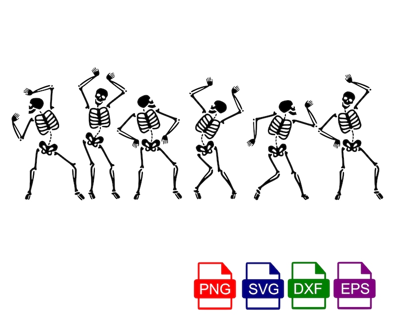 Halloween SVG Dancing Skeleton SVG PNG Dancing Skeletons - Etsy