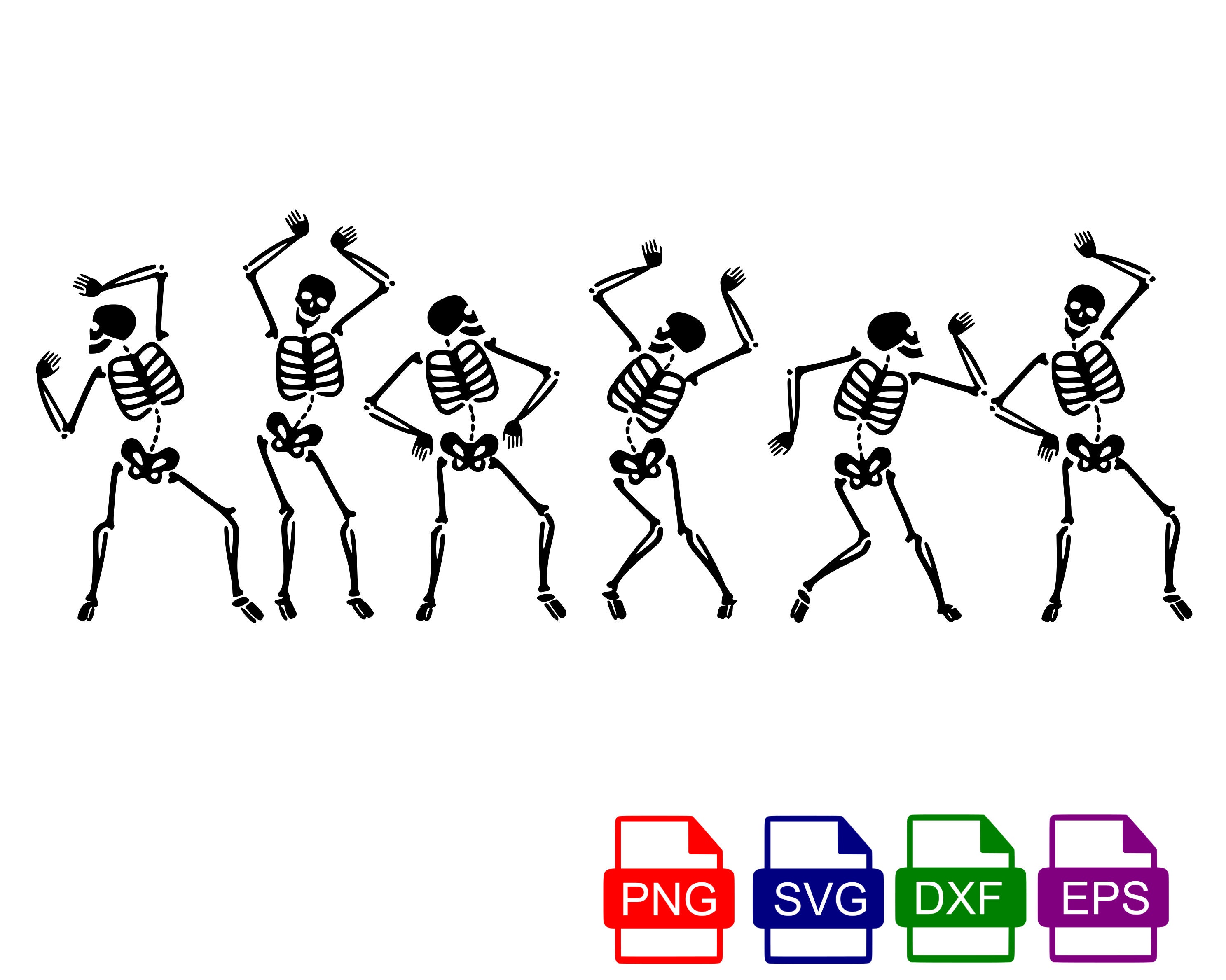 Halloween SVG Dancing Skeleton SVG PNG Dancing Skeletons - Etsy