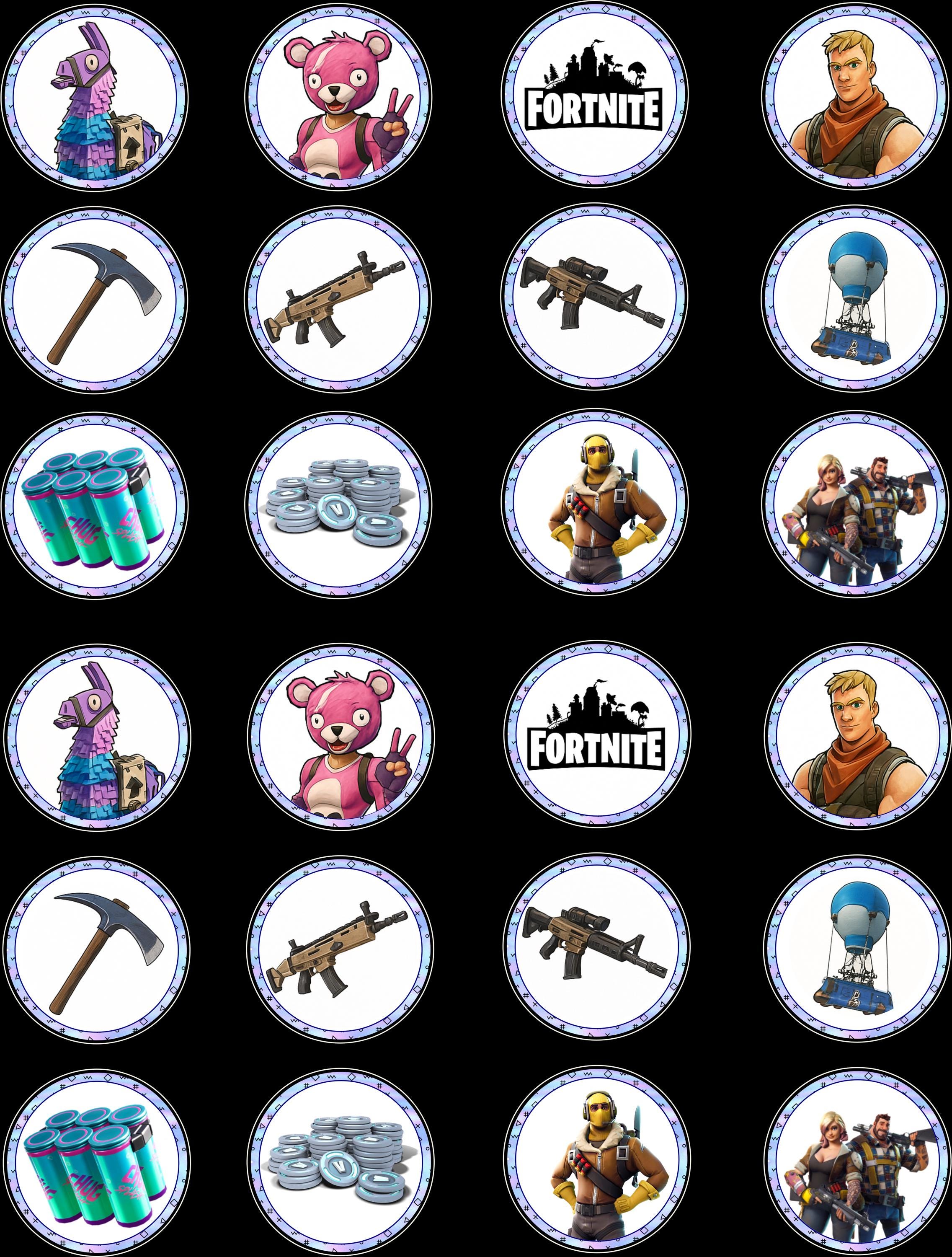 24 Edible Battle Royale Fort Gamer Theme Cupcake Toppers – Wafer Paper ...