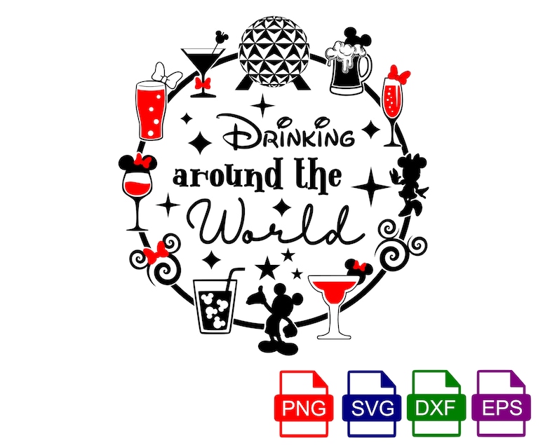 Drinking Around the World Epcot SVG Wine Svg SVG Dxf PNG - Etsy