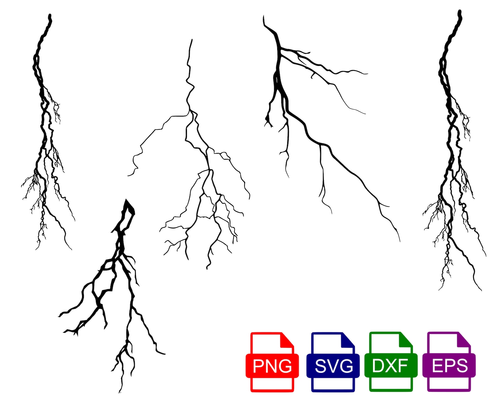 Realistic Lightning Bolts, Lightning Bolt Svg, SVG, PNG, DXF ...