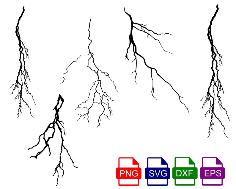 Realistic Lightning Bolts, Lightning Bolt Svg, SVG, PNG, DXF ...