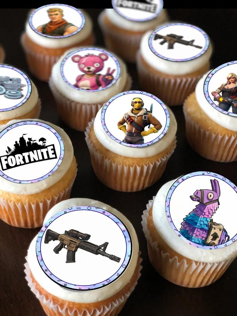 24 Edible Battle Royale Fort Gamer Theme Cupcake Toppers – Wafer Paper ...