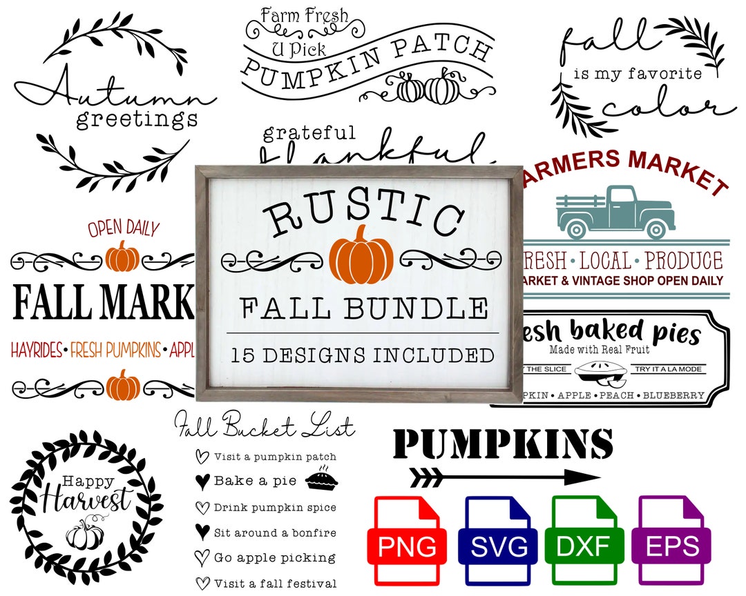 Rustic Fall SVG Bundle, Farmhouse Fall Svg , Autumn SVG, Fall Decor Svg ...