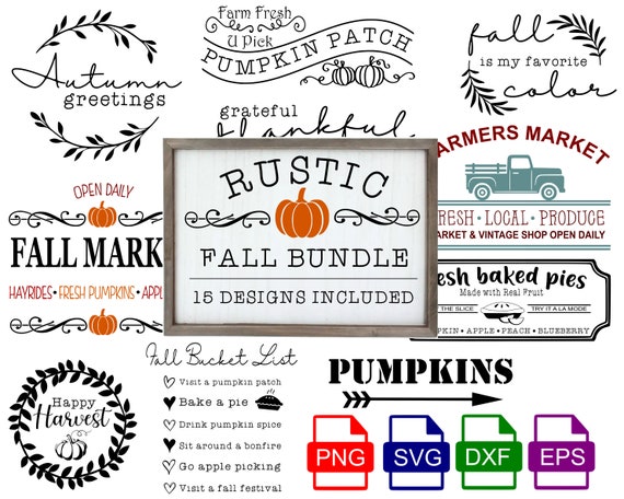 Rustic Fall SVG Bundle Farmhouse Fall Svg Autumn SVG Fall - Etsy