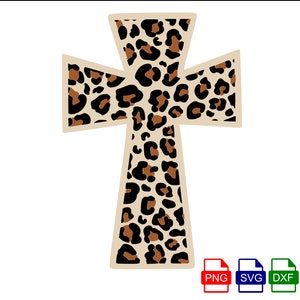 Layered Leopard Print Cross SVG, Eps Dxf Png, Religious Easter SVG ...