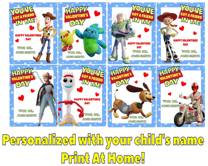 Customized Toy Story Valentine's Day Cards - Printable - Print at Home ...
