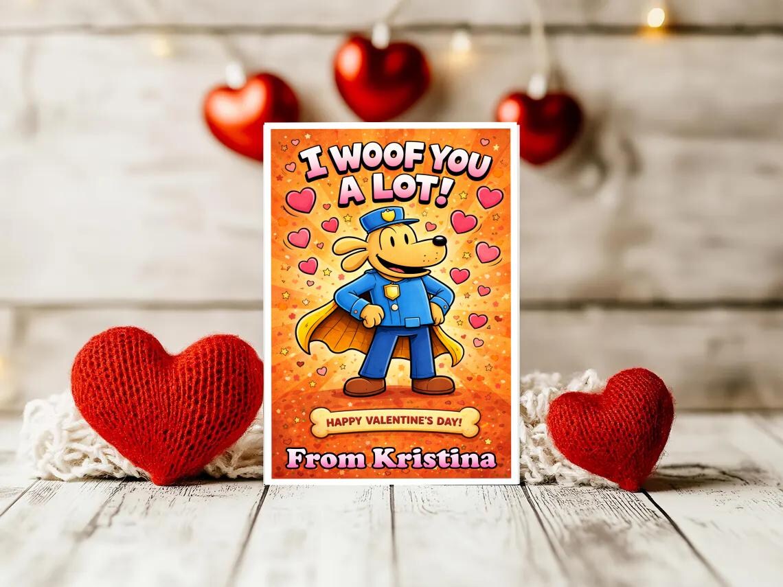 Personalized Dog Man Valentine's Day Cards - Printable - Print at Home ...