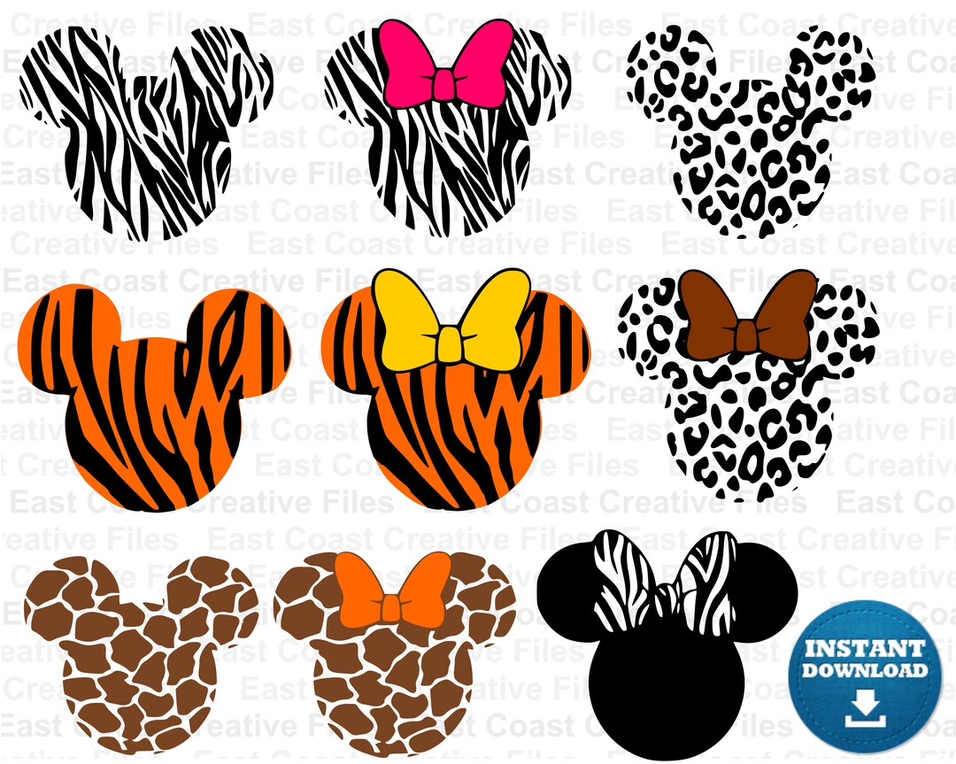 Animal Print Mouse Heads SVG, Family Vacation SVG, PNG, Vector Files ...