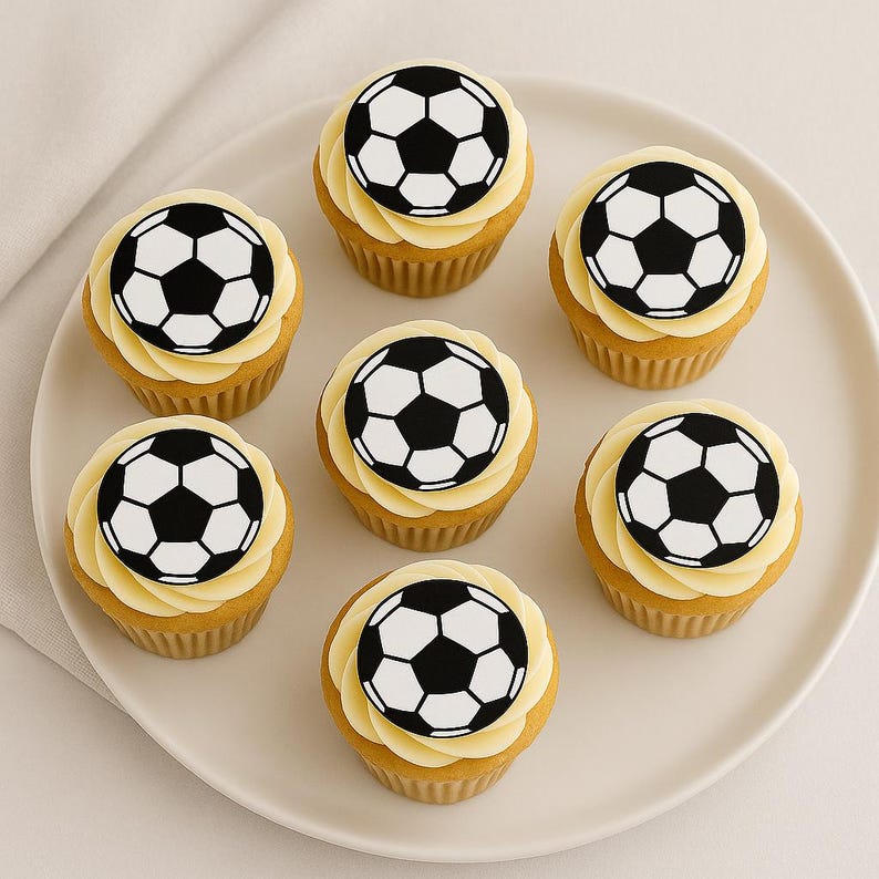 24 Edible Soccer Cupcake Toppers DIY Soccer Birthday Party Supplies - Etsy