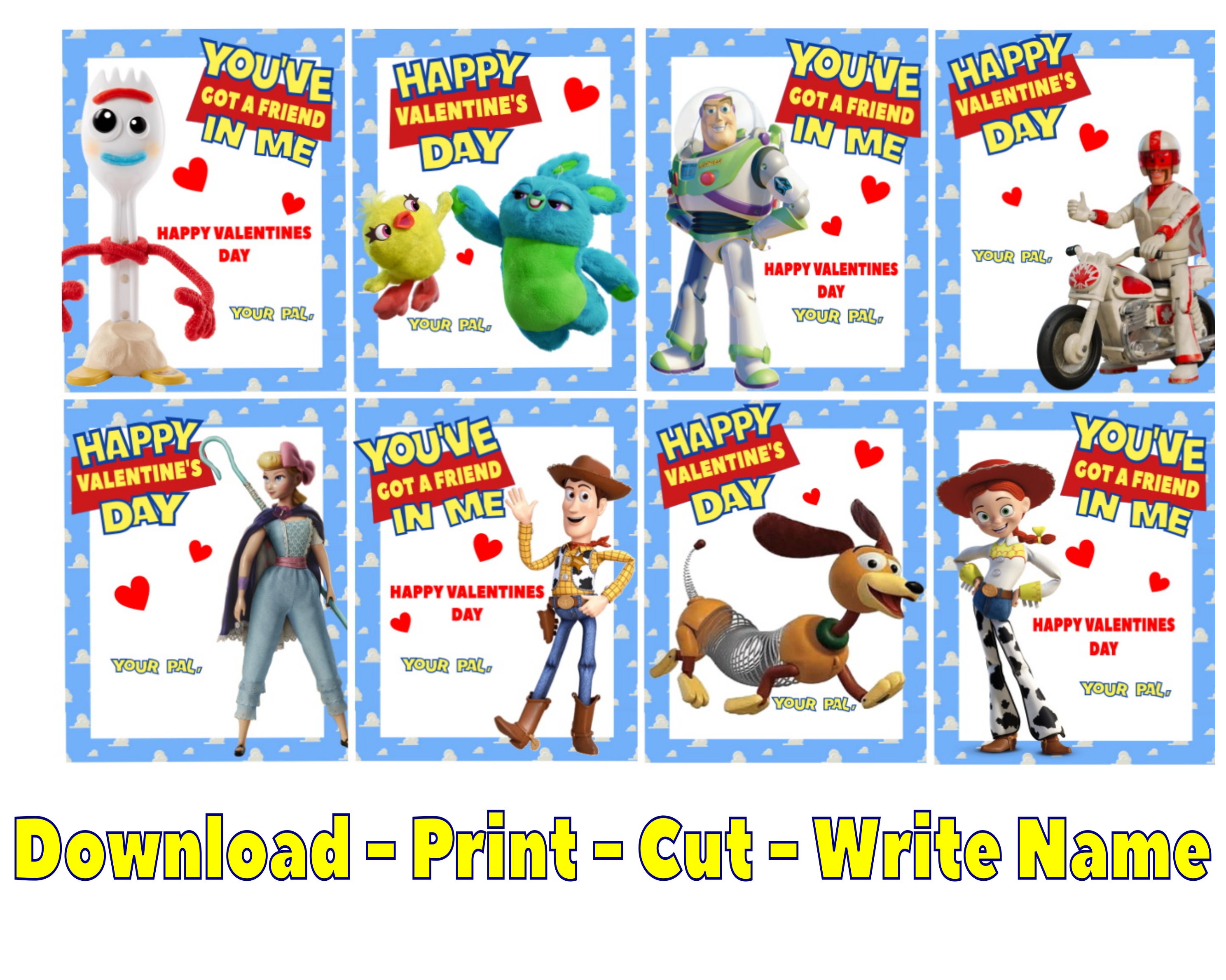 Toy Story Valentine's Day Cards Printable Instant - Etsy Canada