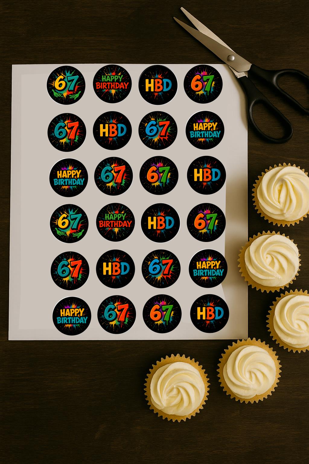 6-7 Cupcake Toppers | Printable Graffiti Six Seven Party Decor ...