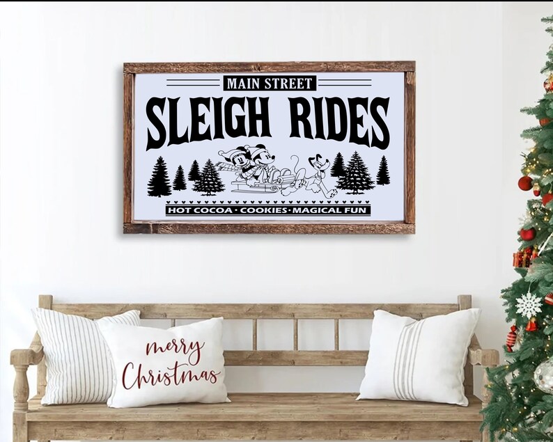 Main Street Sleigh Rides Christmas SVG, Mickey Minnie Christmas ...