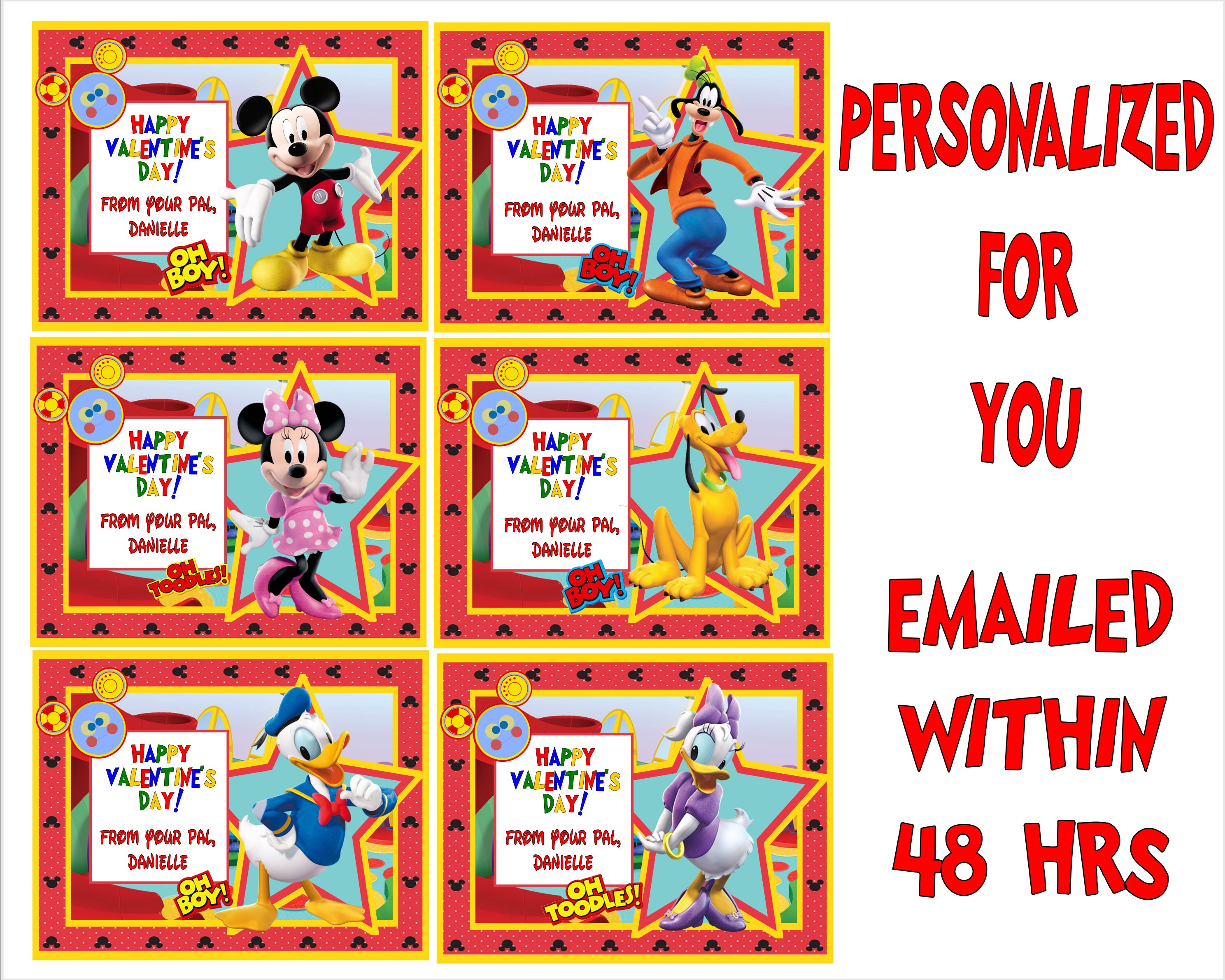 Customized Mickey Mouse Clubhouse Valentine's Day Cards - Printable ...