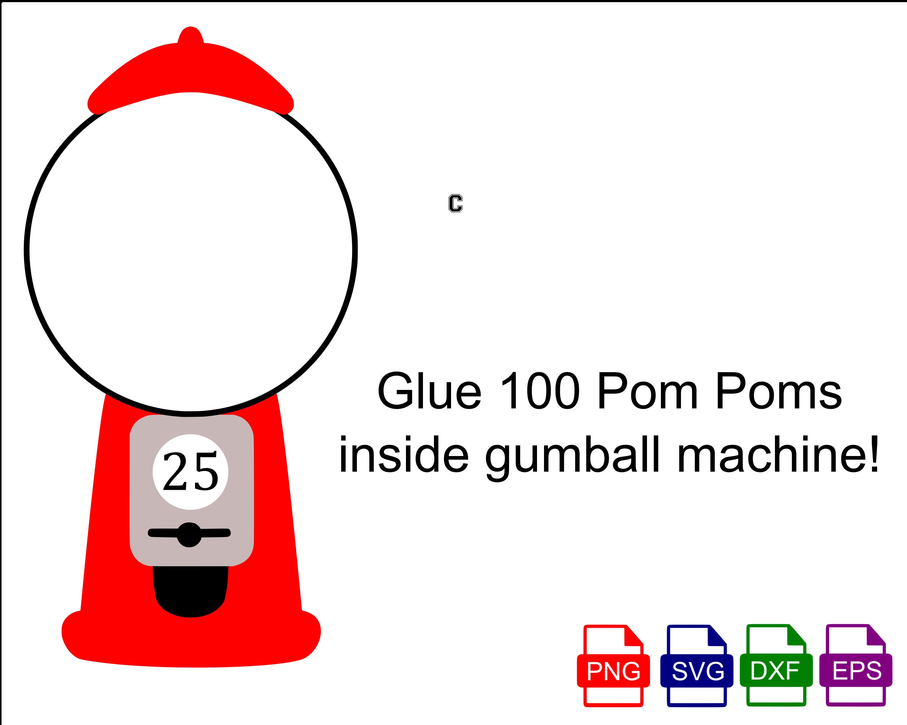 Gumball Machine SVG, Add Poms Poms for a DIY 100 Days of School Shirt ...